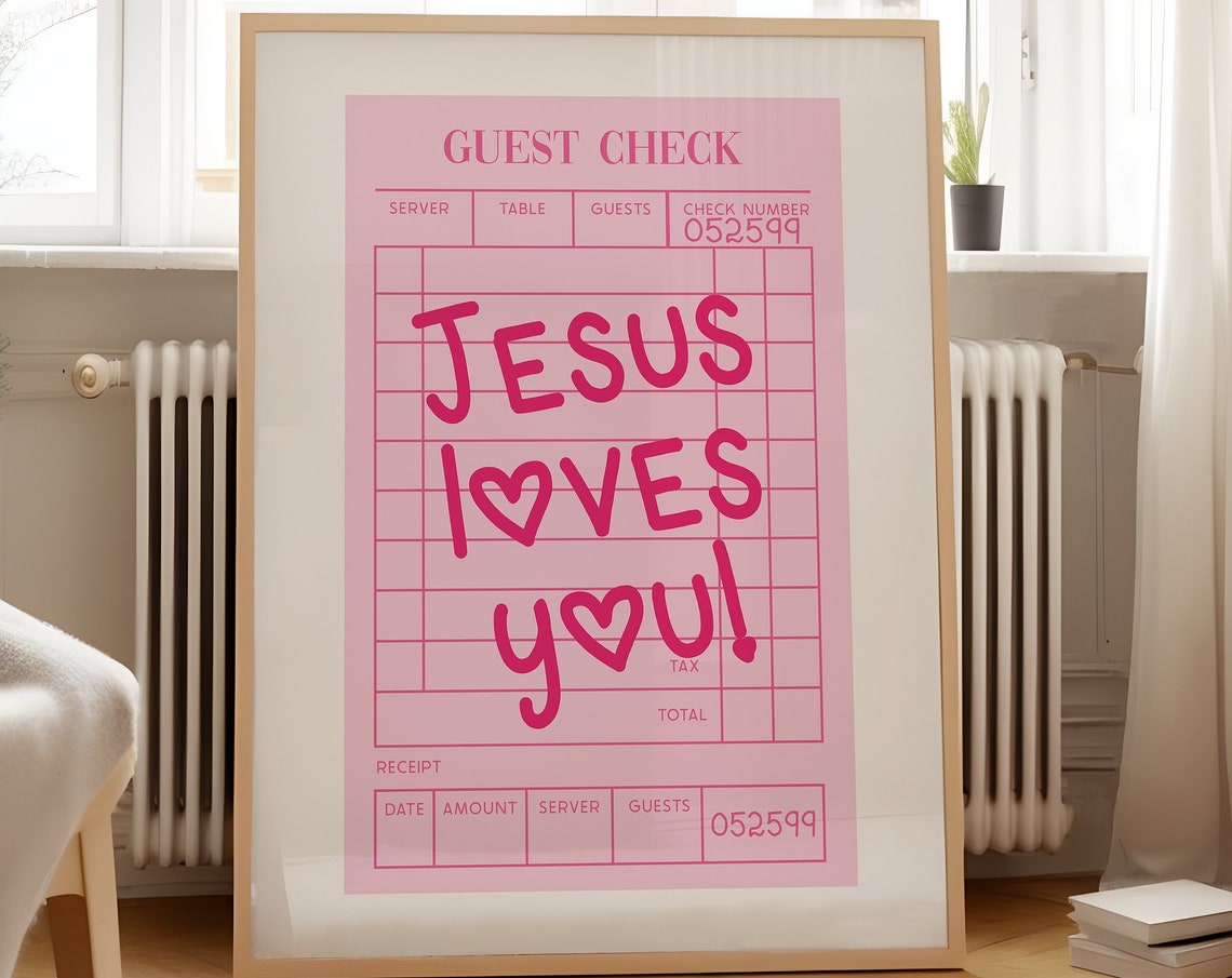 SEPT Jesus Christian Wall Art Print Poster Guest Check Print Pink ...