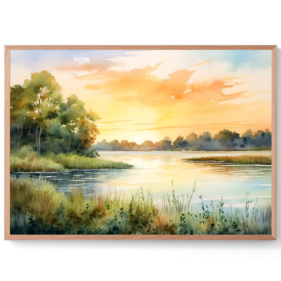 SEPT Kansas River Watercolor Painting Sunset Landscape De Soto ...