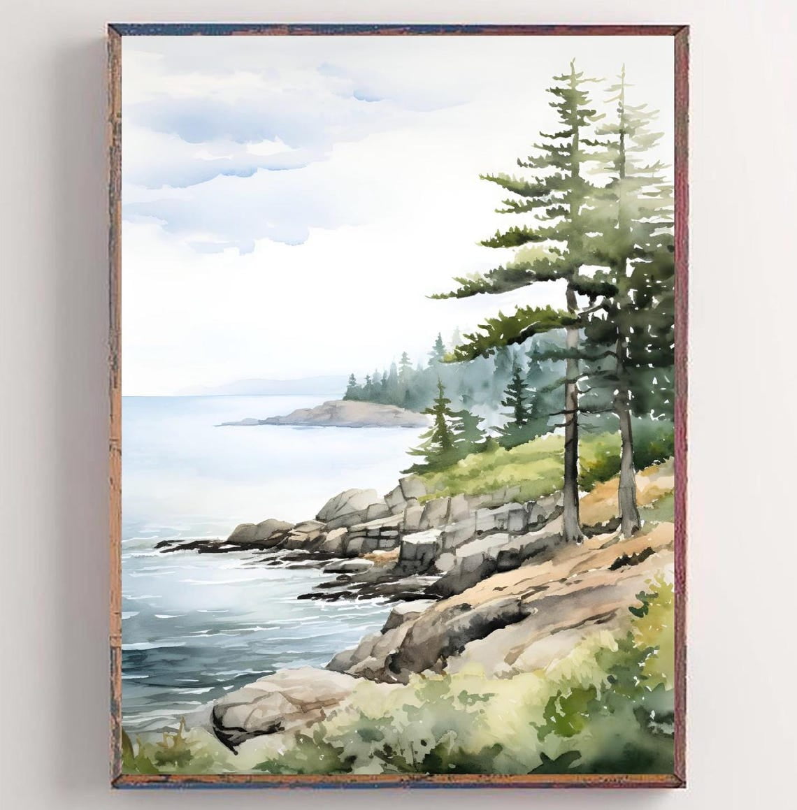 SEPT Lake Erie Watercolor Print Ohio Landscape Painting Forest Lake ...