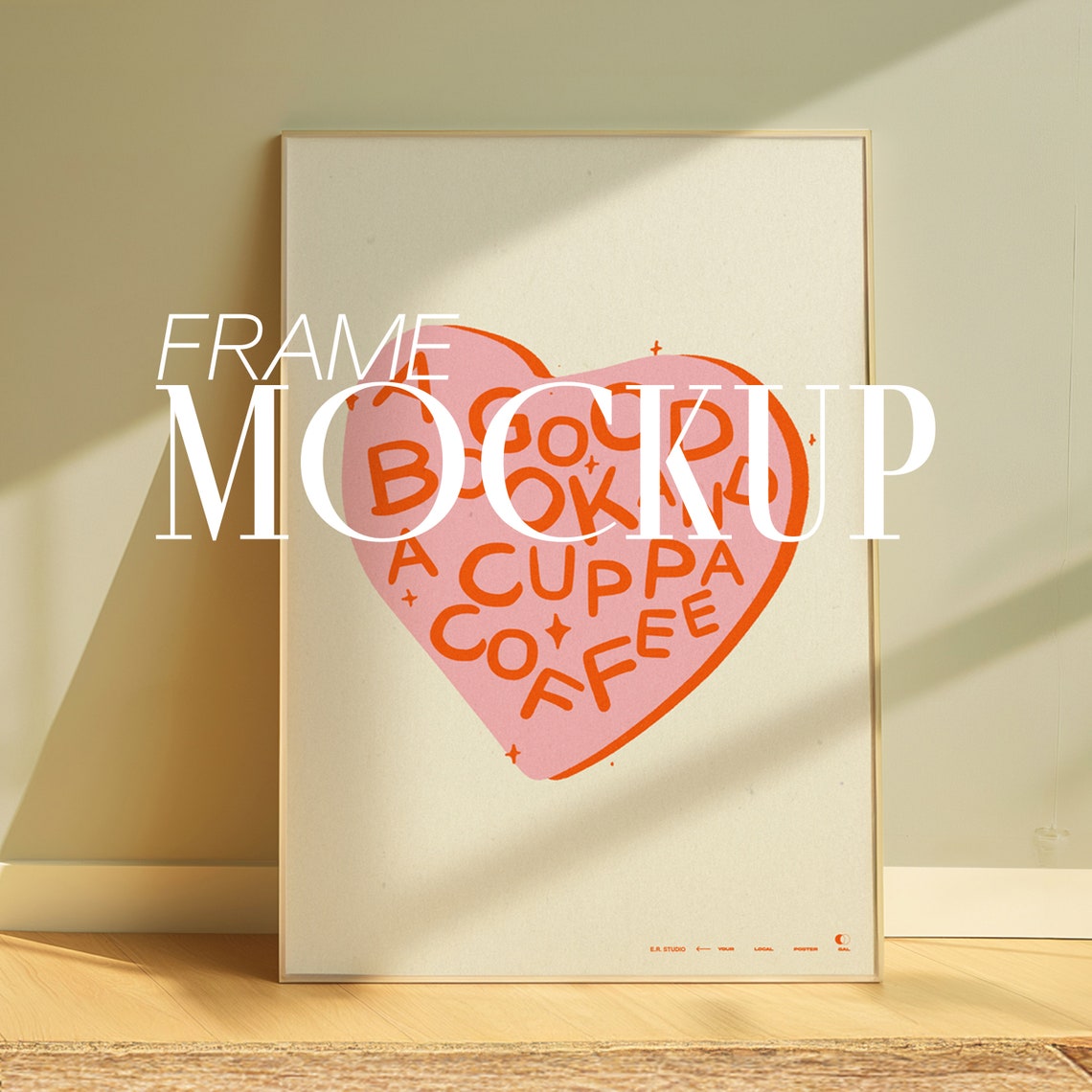 SEPT Leaning Oak Frame Print Mockup, Colour Change Wall Din A Single ...