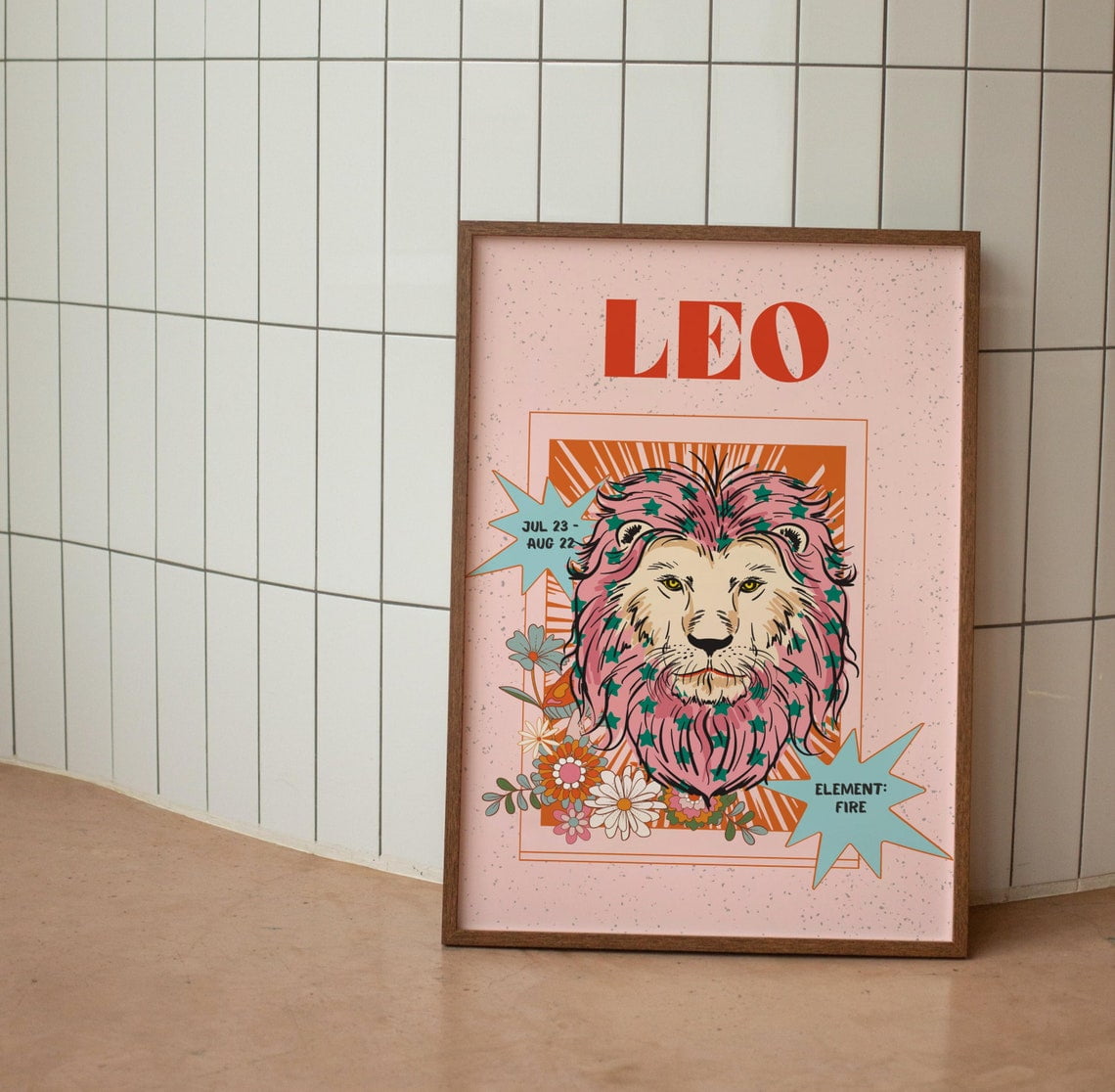 SEPT Leo Poster, Leo Zodiac Star Sign Print, Retro Wall Decor, Digital ...