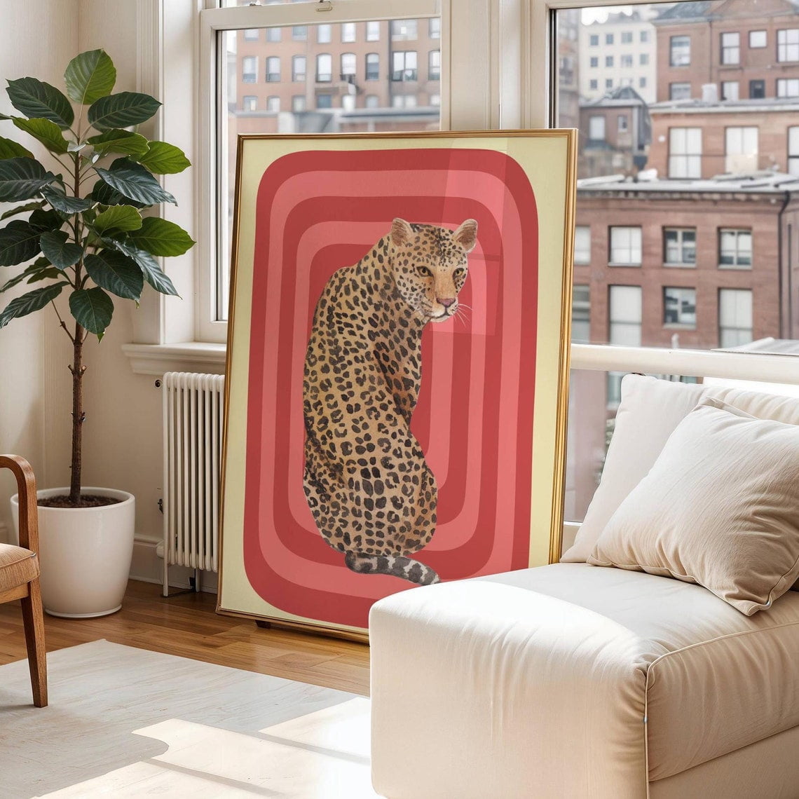 SEPT Leopard Retro Pop Art Digital Print - Vibrant Animal Illustration ...