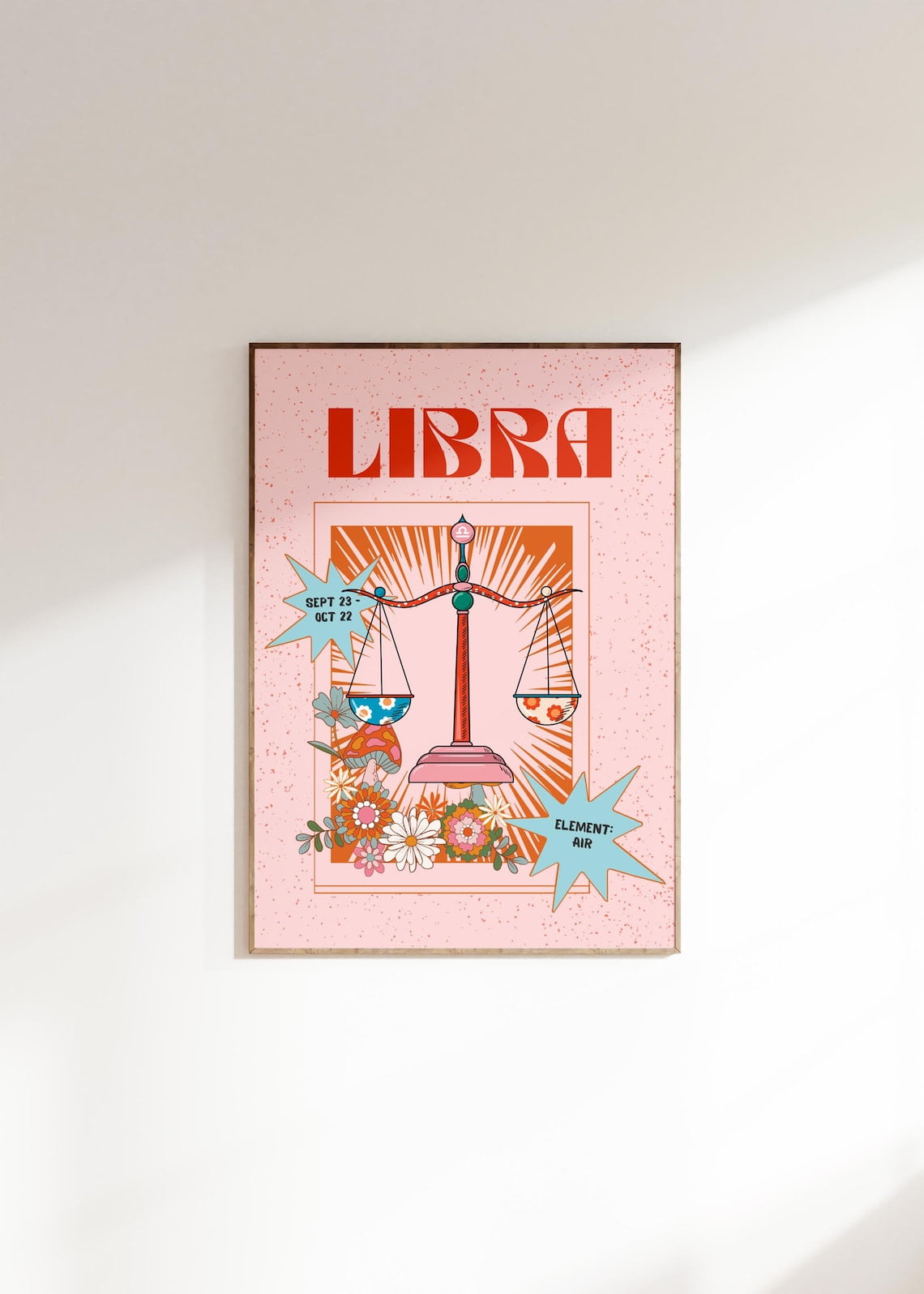 SEPT Libra Poster, Zodiac Libra Print, Retro Wall Decor, Digital ...
