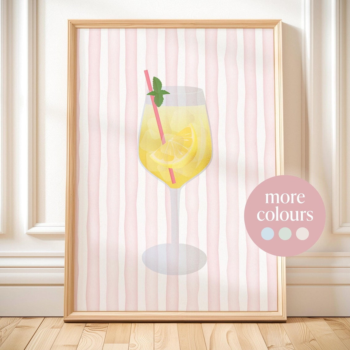 SEPT Limoncello Spritz Print Coastal Wall Art Stripe Print Trendy ...