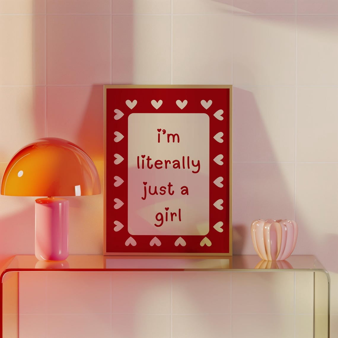SEPT I'M Literally Just A Girl Print Red Girly Coquette Art, Dorm Room ...