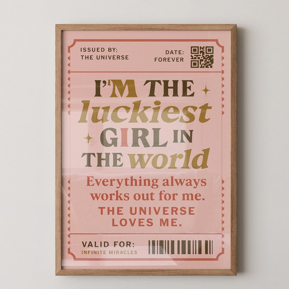 SEPT Lucky Girl Syndrome Manifestation Ticket Poster Digital Wall Art ...