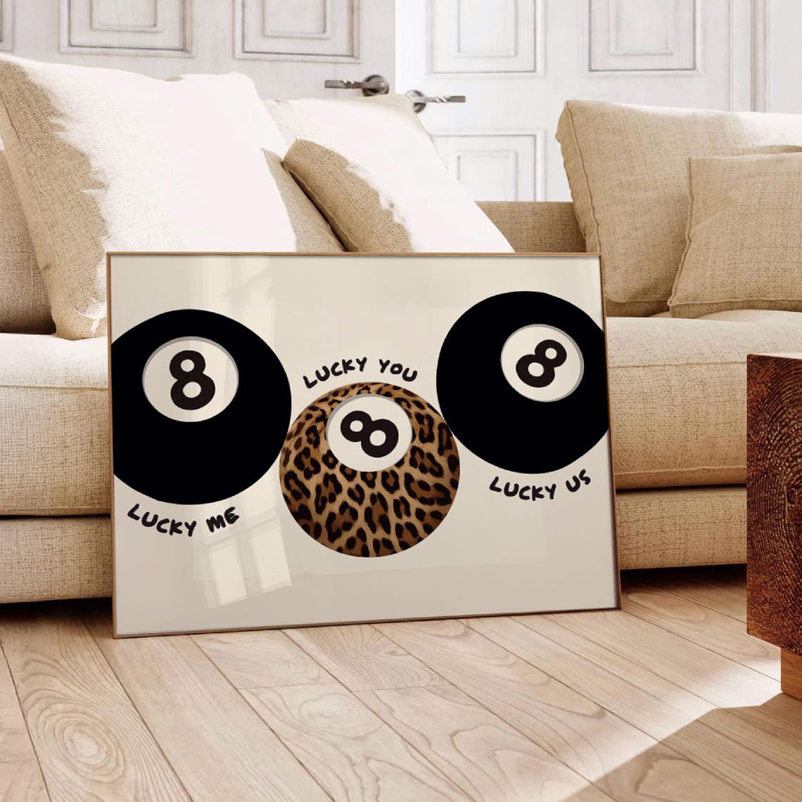 SEPT Lucky Me Lucky You Leopard 8-Ball Wall Art, Vintage Game Decor ...