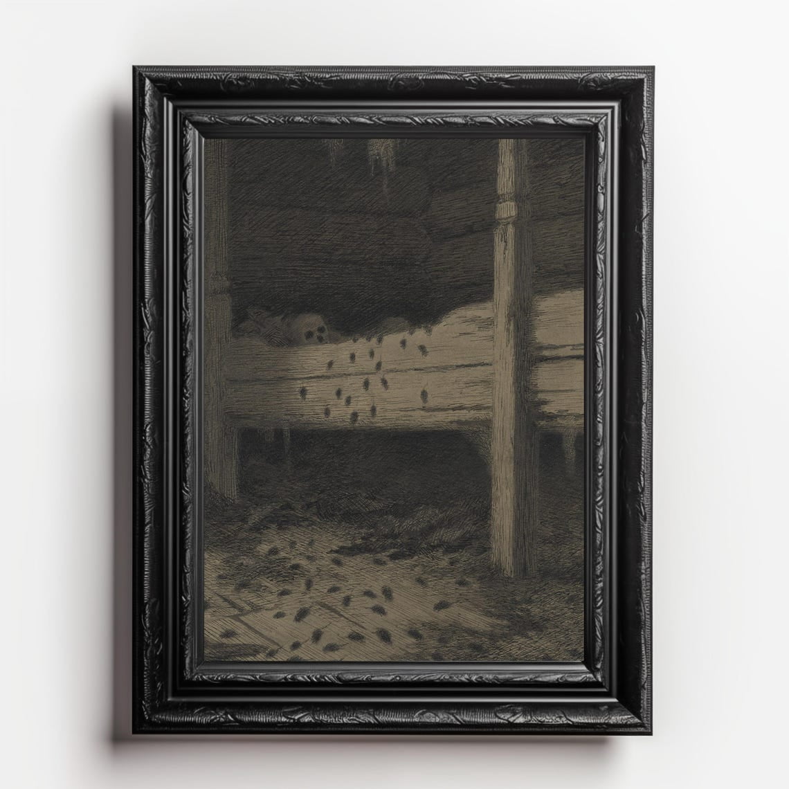 SEPT Macabre Gothic Art Print, Skull And Insects On Bed, Poster For ...