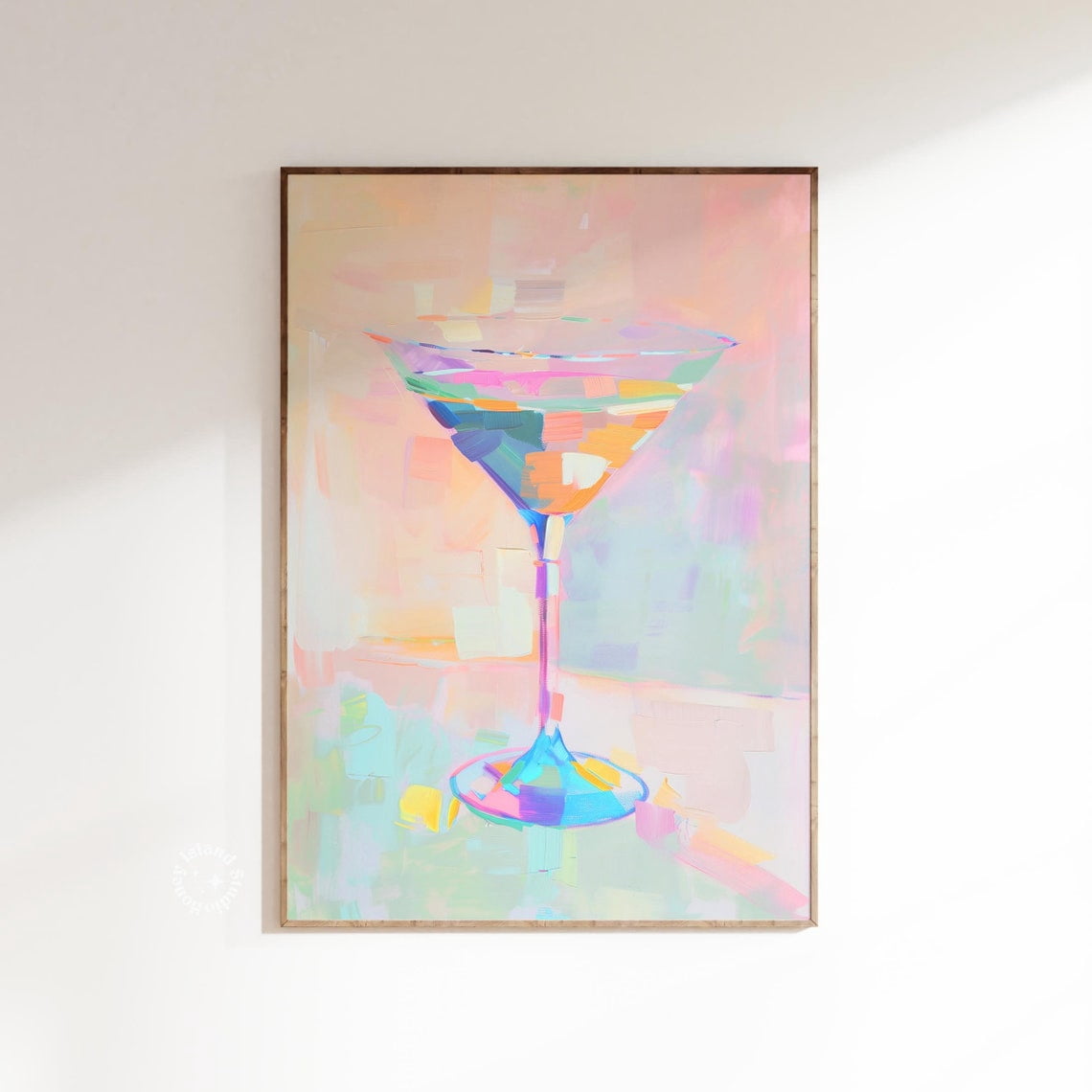 SEPT Martini Wall Art, Funky Cocktail Print Pastel Bar Cart Decor ...