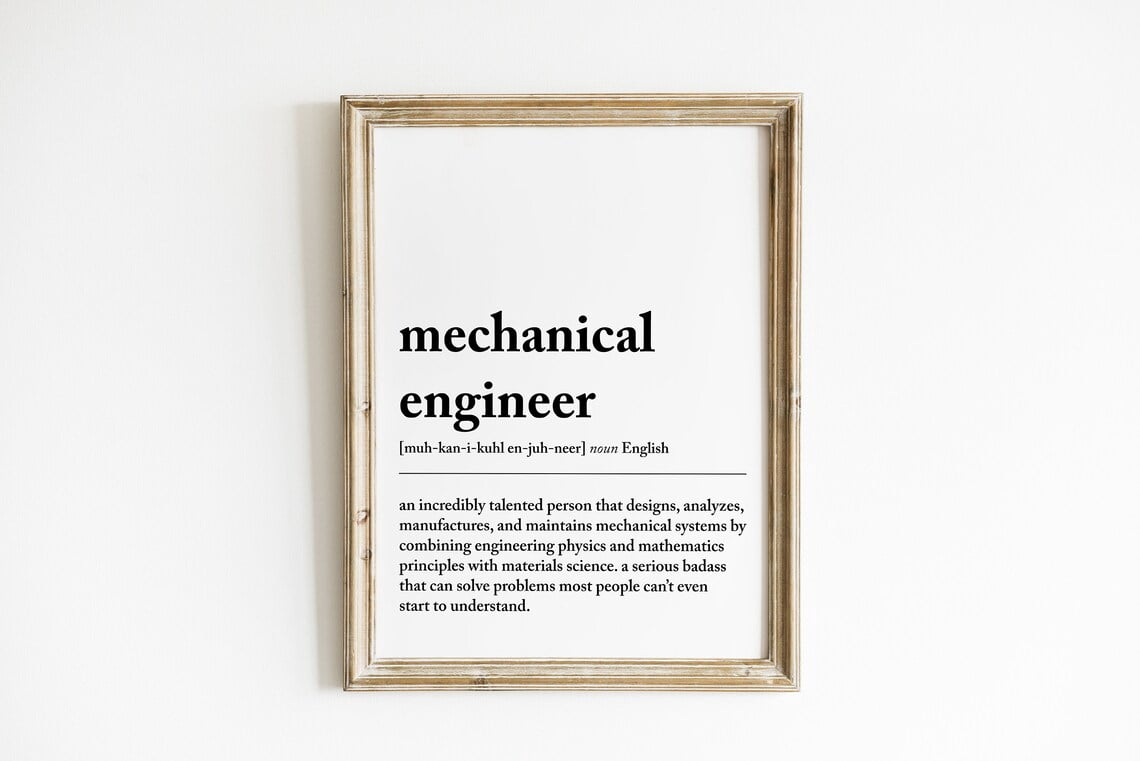SEPT Mechanical Engineer Definition Print Mechanical Engineer Gifts ...