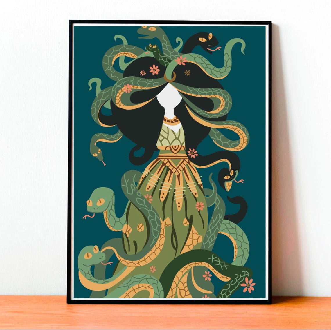 SEPT Medusa Gorgon Wall Art, Greek Mythology Poster, Minimalist ...