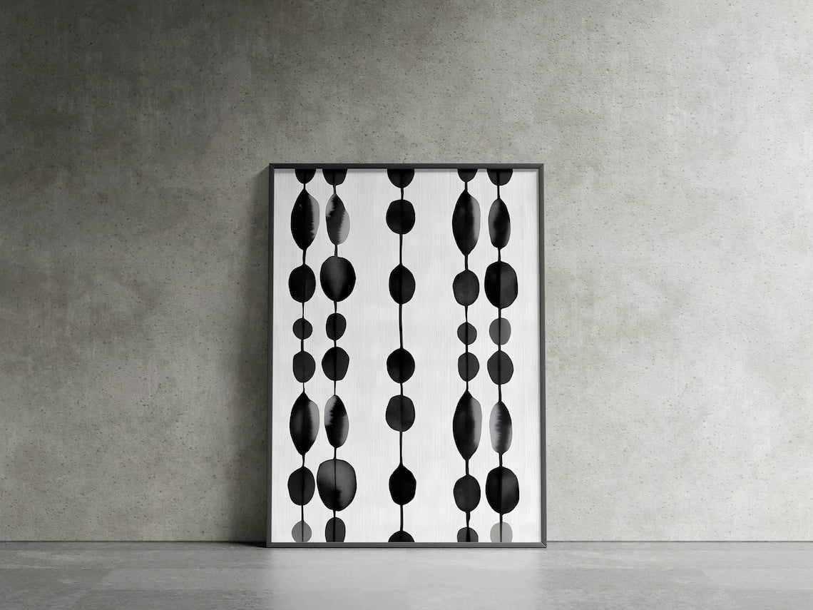 SEPT Minimalist Japandi Wall Art, Wabi Sabi Dot Pattern Poster ...