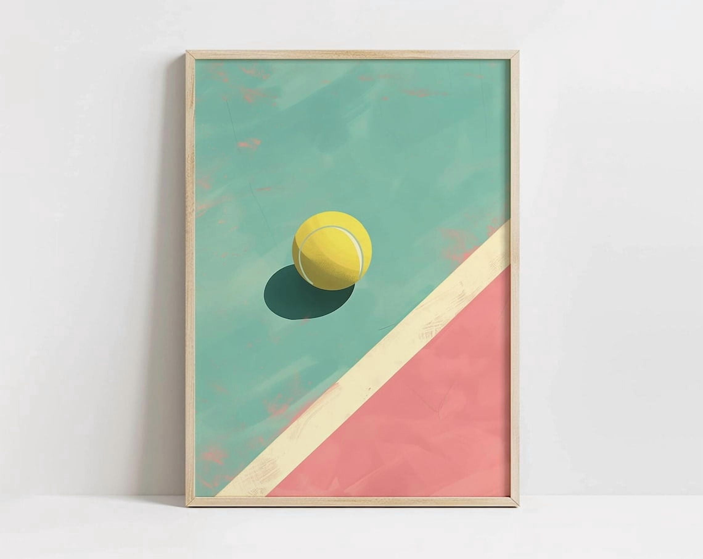 SEPT Minimalist Tennis Wall Art, Printable Tennis Ball Poster, Pink ...