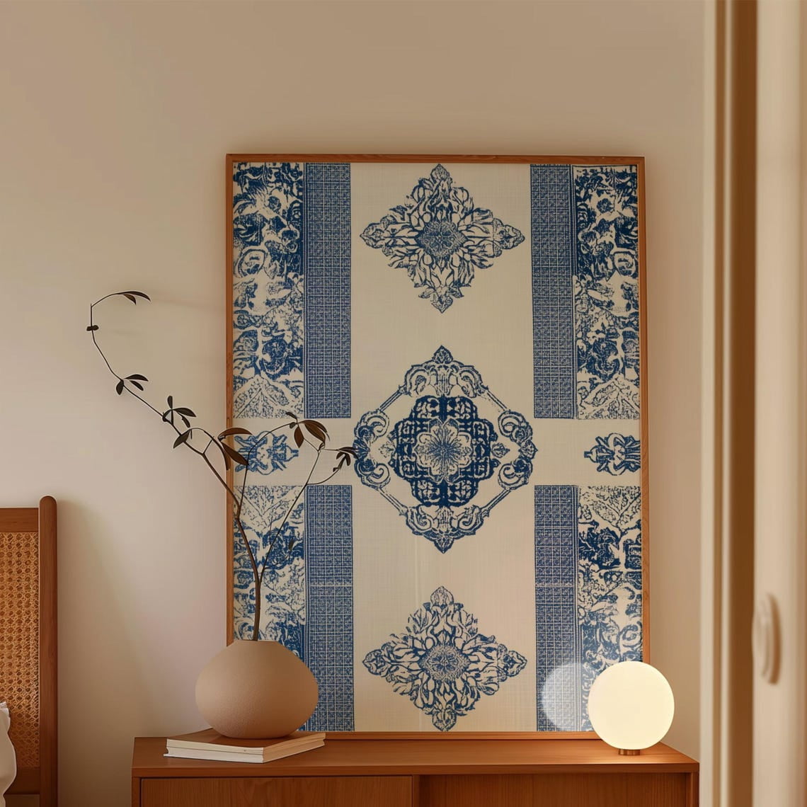 SEPT Modern Floral Chinoiserie Print, Blue And White Tile Design Prints ...