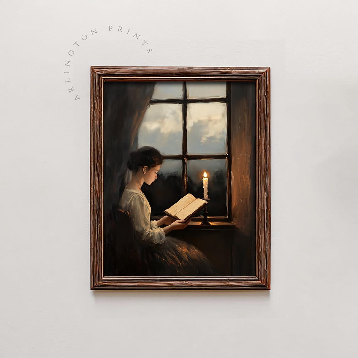 SEPT Moody Reading Nook Printable Art, Vintage Candlelight Girl ...