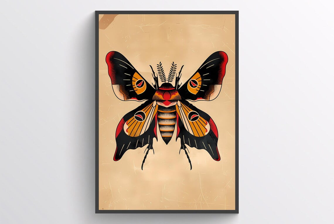 SEPT Moth Art Print With Symmetrical Eye, Wing, Digital Illustration ...