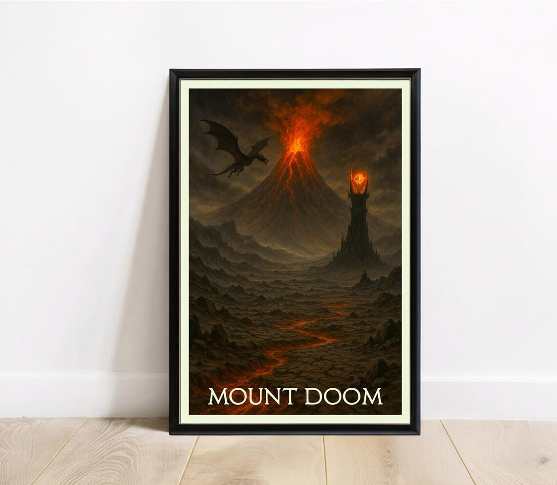 SEPT Mount Doom Travel Poster Print - Lord Of The Rings Mordor Wall Art ...
