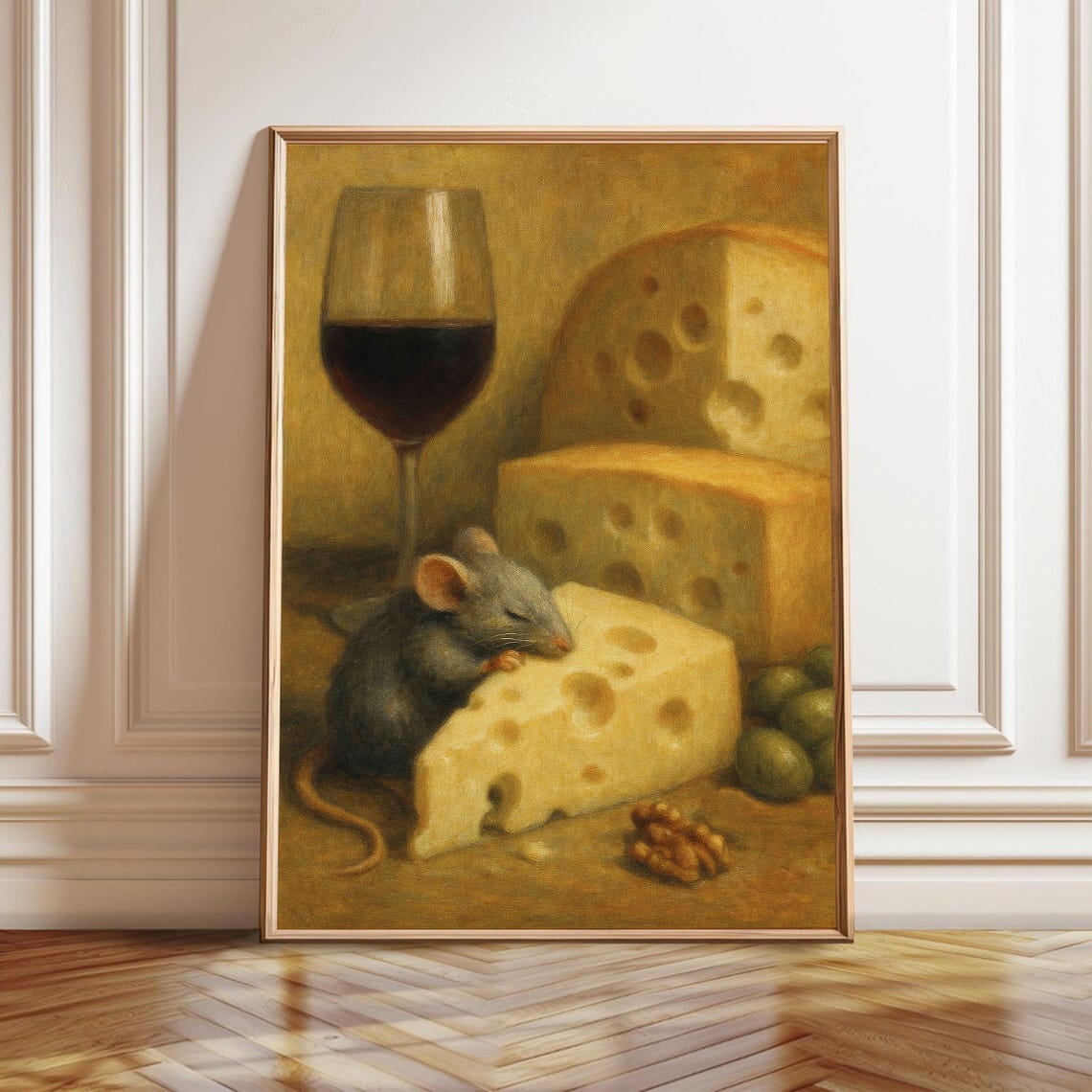 SEPT Mouse Wine & Cheese Print, Retro Altered Art, Modern Kitchen Wall ...