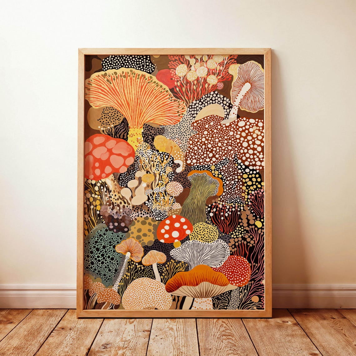 SEPT Mushroom Wall Art Yayoi Kusama Inspired Poster Unframed Abstract ...