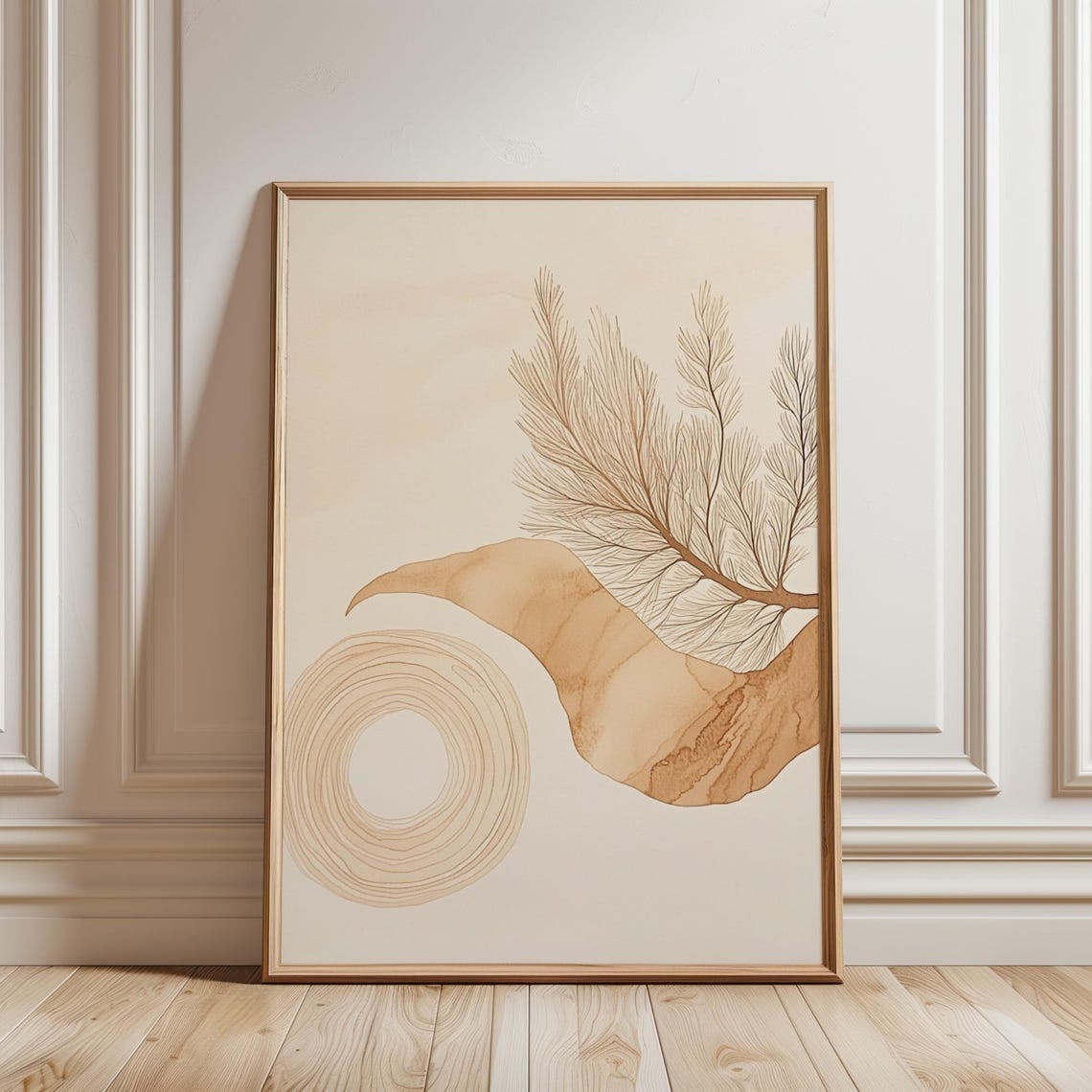SEPT Neutral Beige Japandi Art, Modern Abstract Nature Print ...