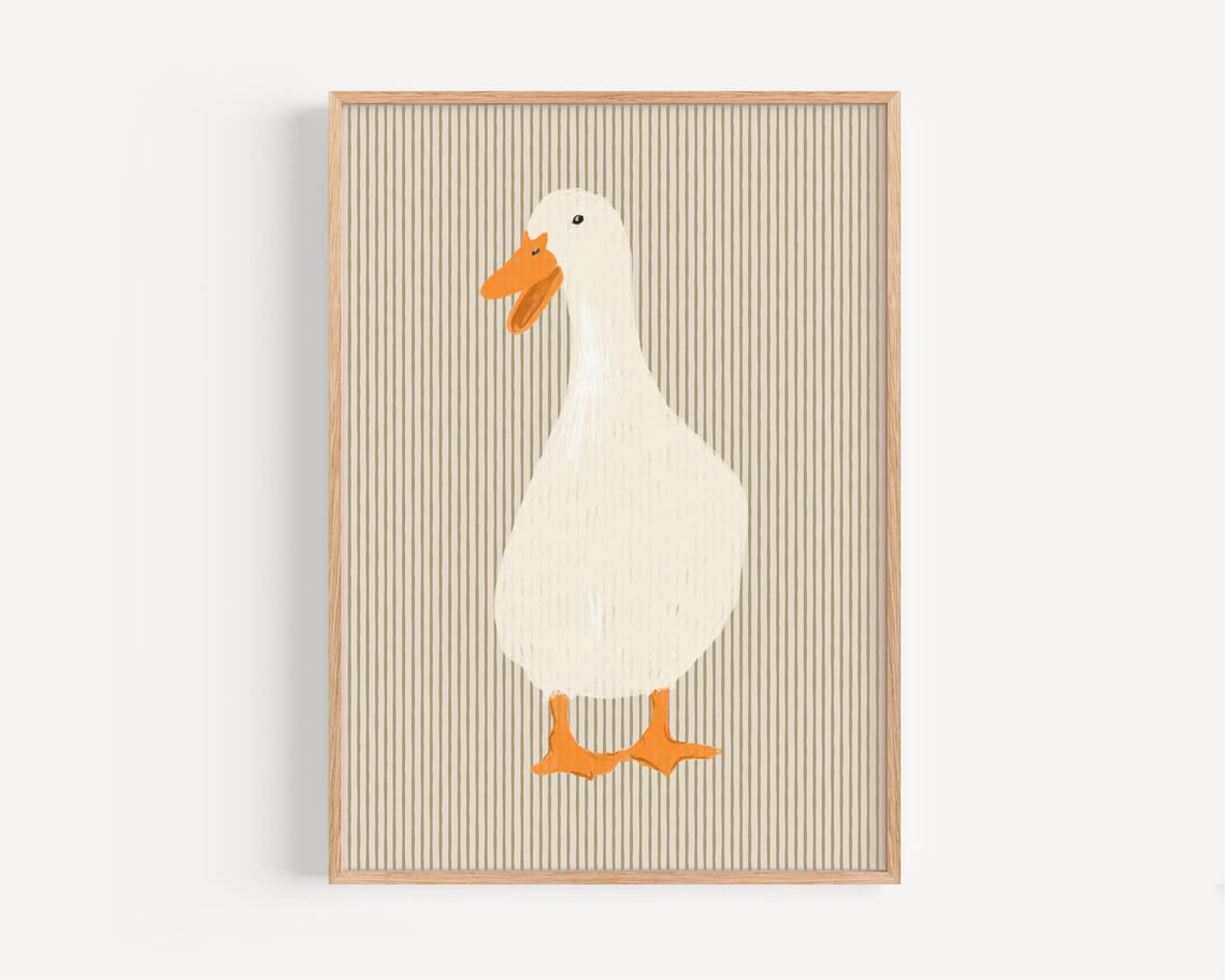 SEPT Neutral Duck Wall Art Printable Minimalist Animal Illustration ...