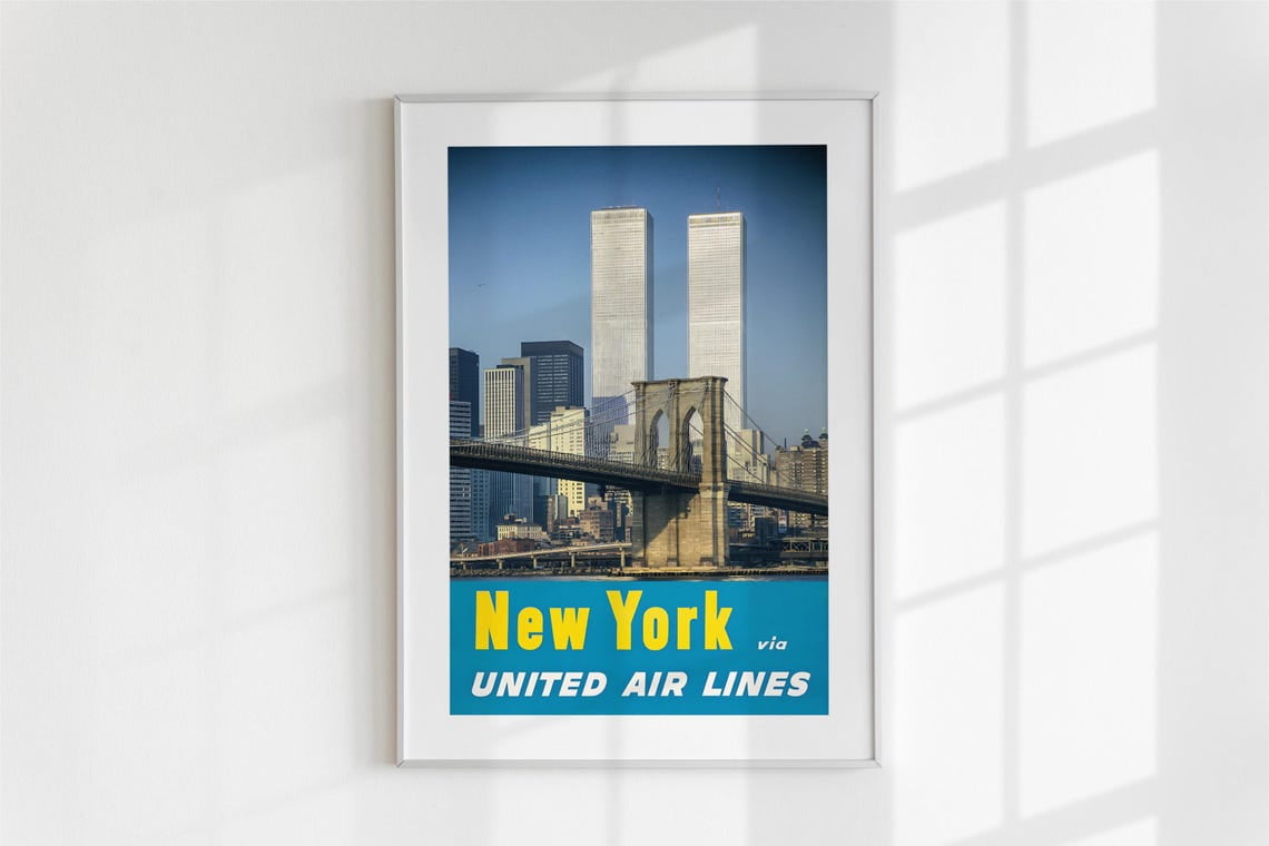 SEPT New York Skyline Print - Twin Towers, Vintage Nyc Poster, Retro ...