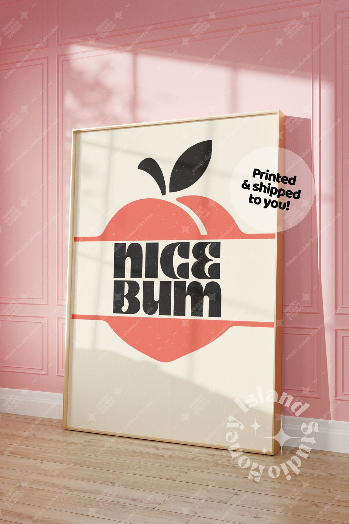 SEPT Nice Bum Print, Cute Bathroom Prints, Peach Print, Restroom Prints ...