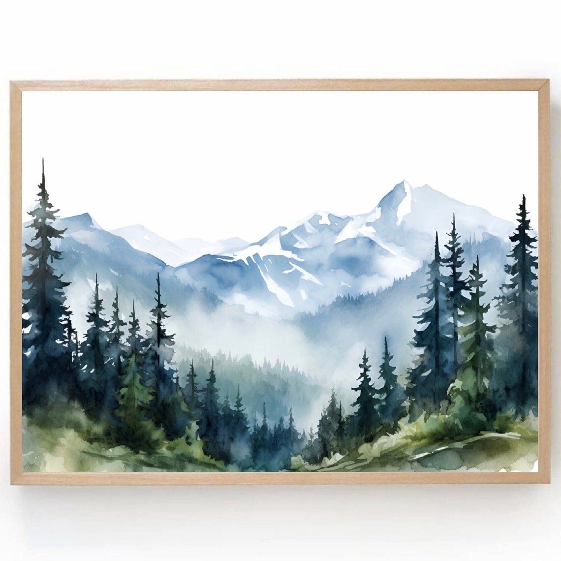 SEPT North Carolina Mountain Art Print Pine Trees Watercolor Painting ...