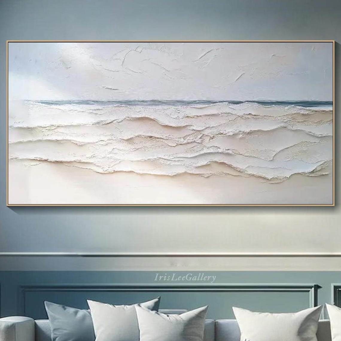 SEPT Original Textured Ocean Painting Coastal Wall Decor Modern Beach ...