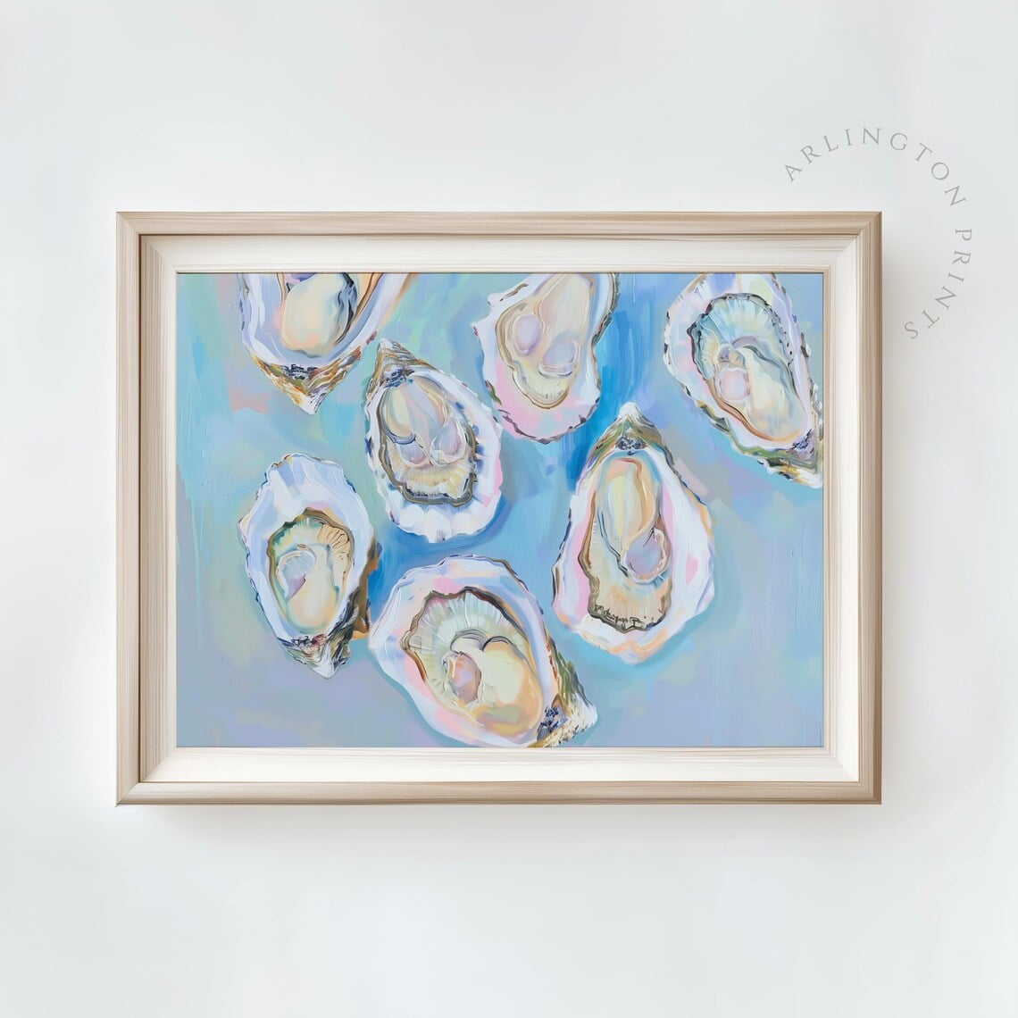 SEPT Pastel Blue Oyster Shell Print, Abstract Kitchen Art Painting ...