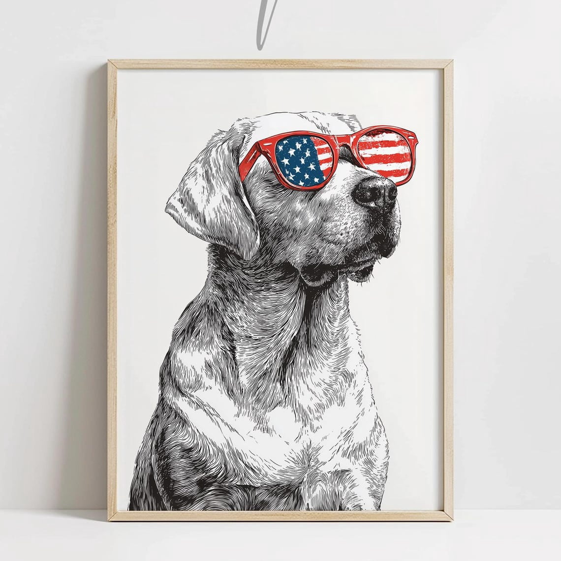 SEPT Patriotic Dog Wall Art, 4Th Of July Labrador Printable, Usa ...