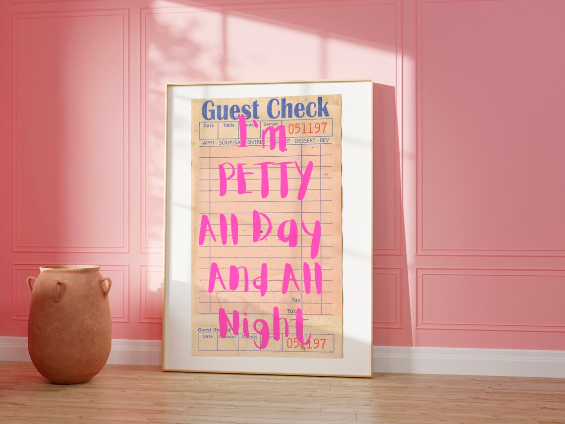 SEPT I'M Petty All Day All Night Print,Trendy Bar Cart Wall Art,Retro ...