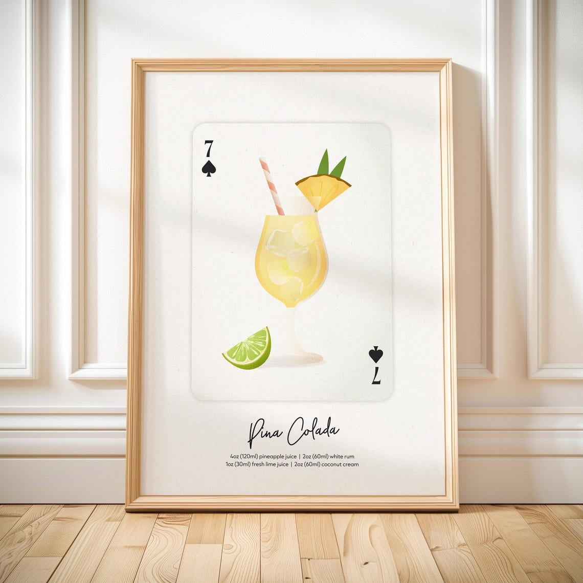 SEPT Pina Colada Poster Playing Card Art Printable Cocktail Recipe ...