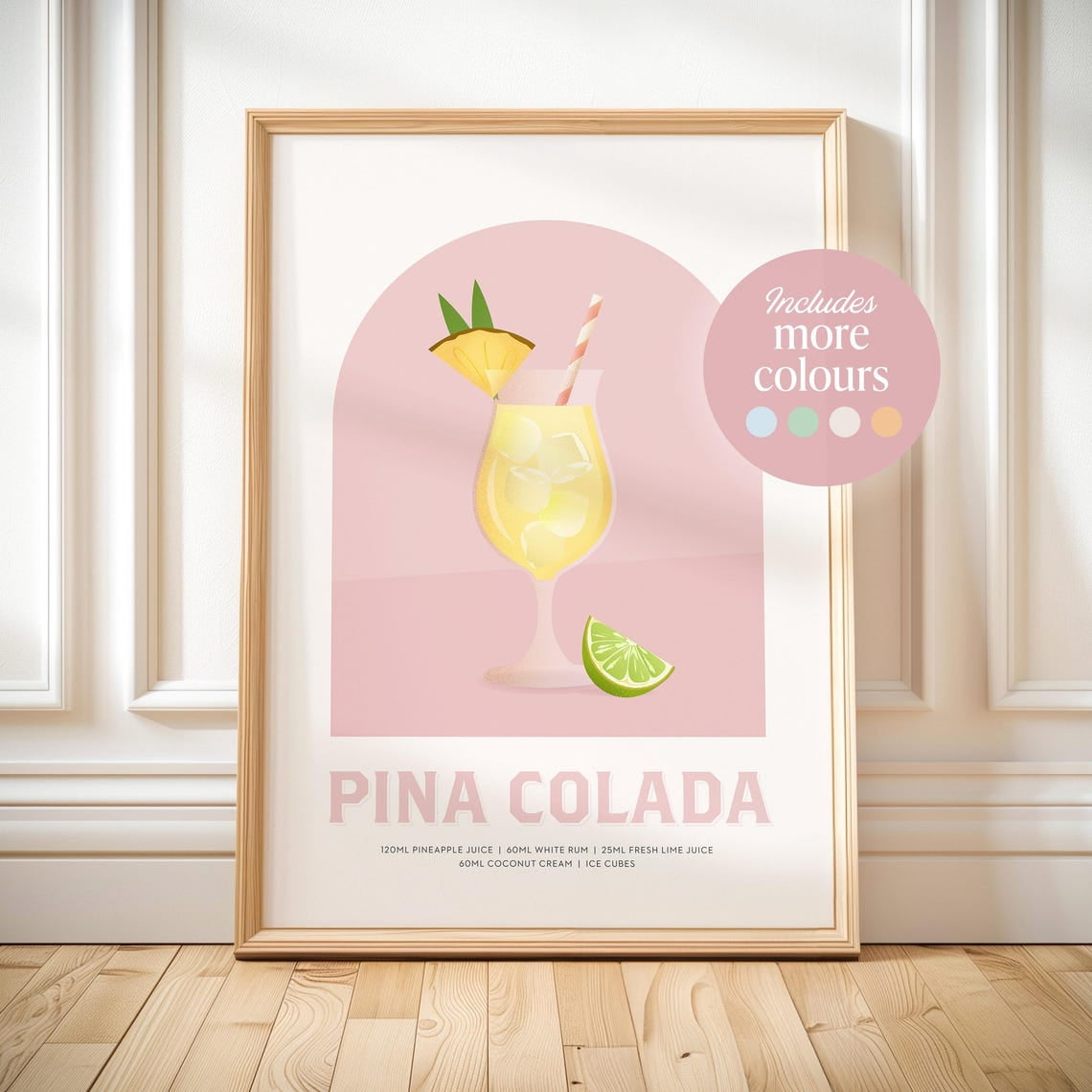 SEPT Pina Colada Print Printable Cocktail Recipe Art Drinks Gift Idea ...