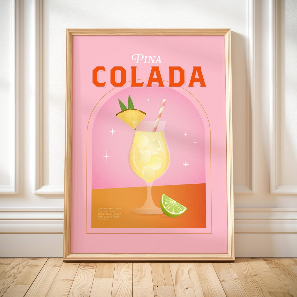 SEPT Pina Colada Print Printable Cocktail Recipe Art Girly Bar Gift ...
