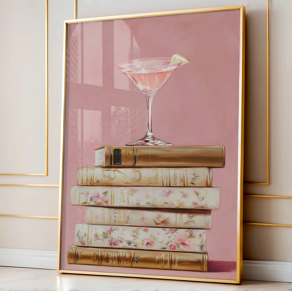 SEPT Pink Book Printable Art Trendy Poster Stack Of Books For ...