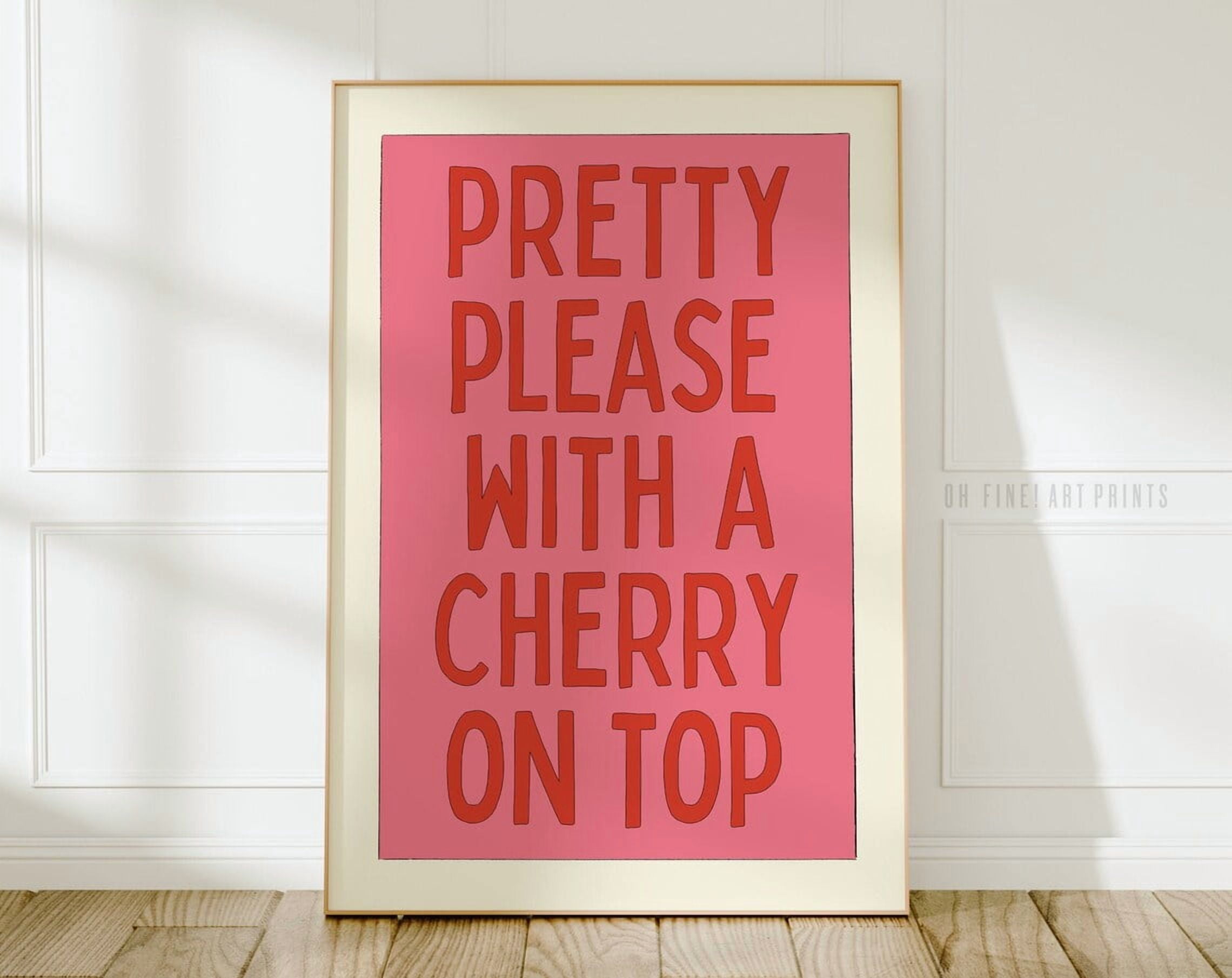 SEPT Pink Girl'S Room Decor, Cute Cherry On Top Wall Art Print, Aesthetic Apartment Decor ...