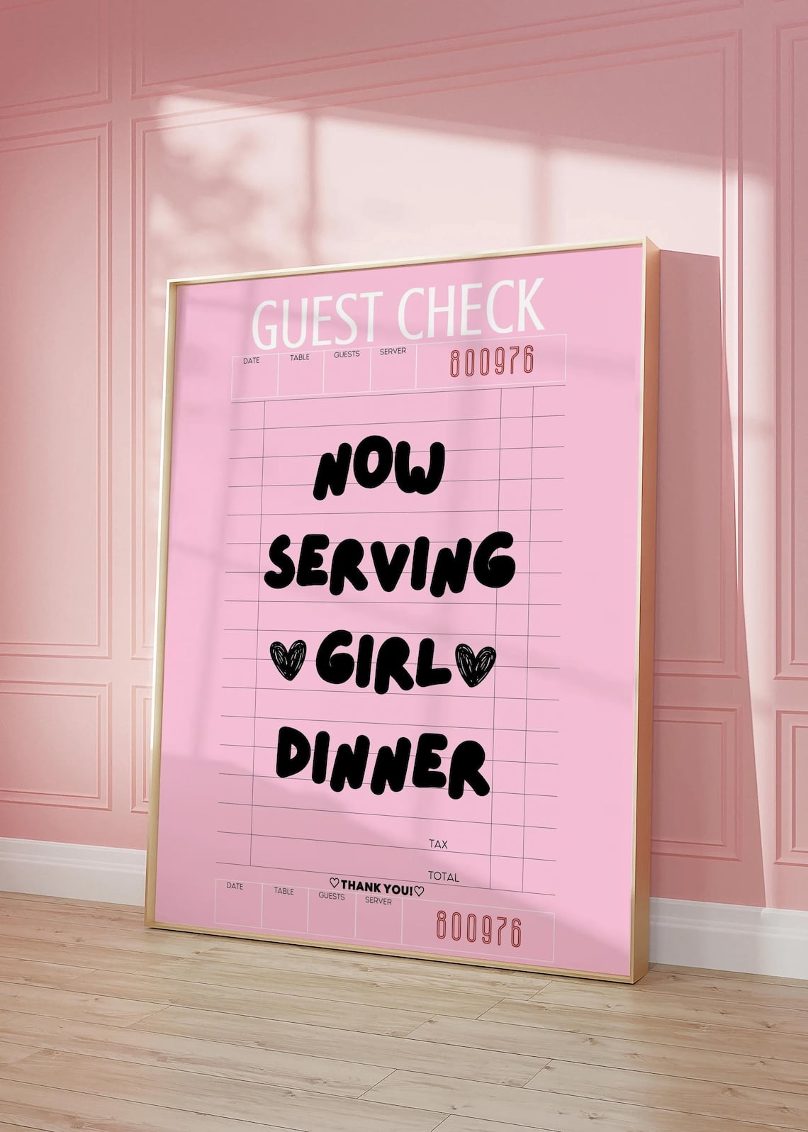 SEPT Pink Guest Check Print, Retro Wall Art Quote Guest Check Wall Art ...