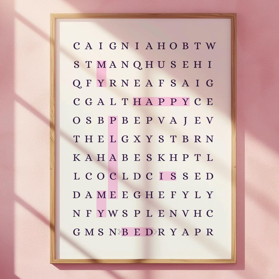 SEPT Pink Retro Bedroom Home Decor Word Search Poster Aesthetic Wall ...