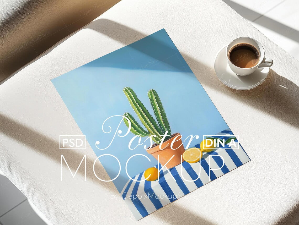 SEPT Poster Mockup Closeup, Close-Up Paper A4 A3 Detailed Shadow On ...