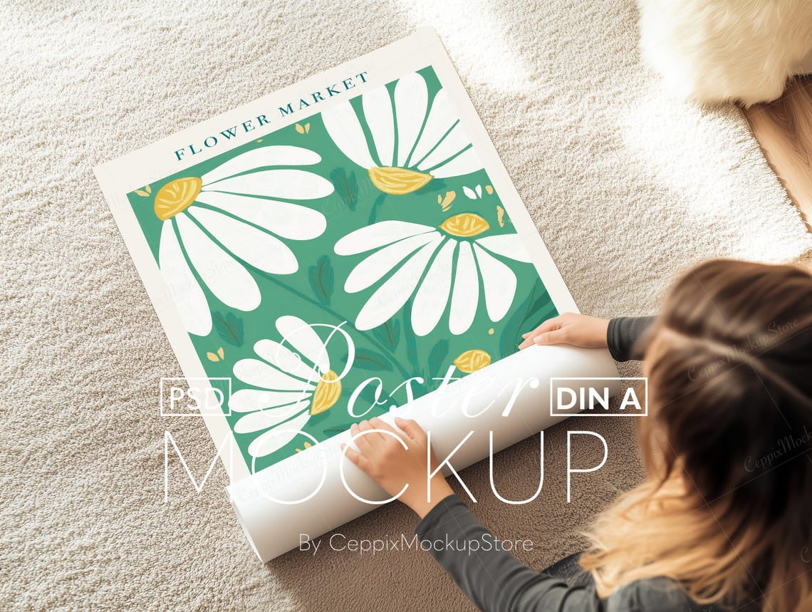 SEPT Poster Mockup With Person, Rolled Up: Unrolling Rolling, Detailed ...