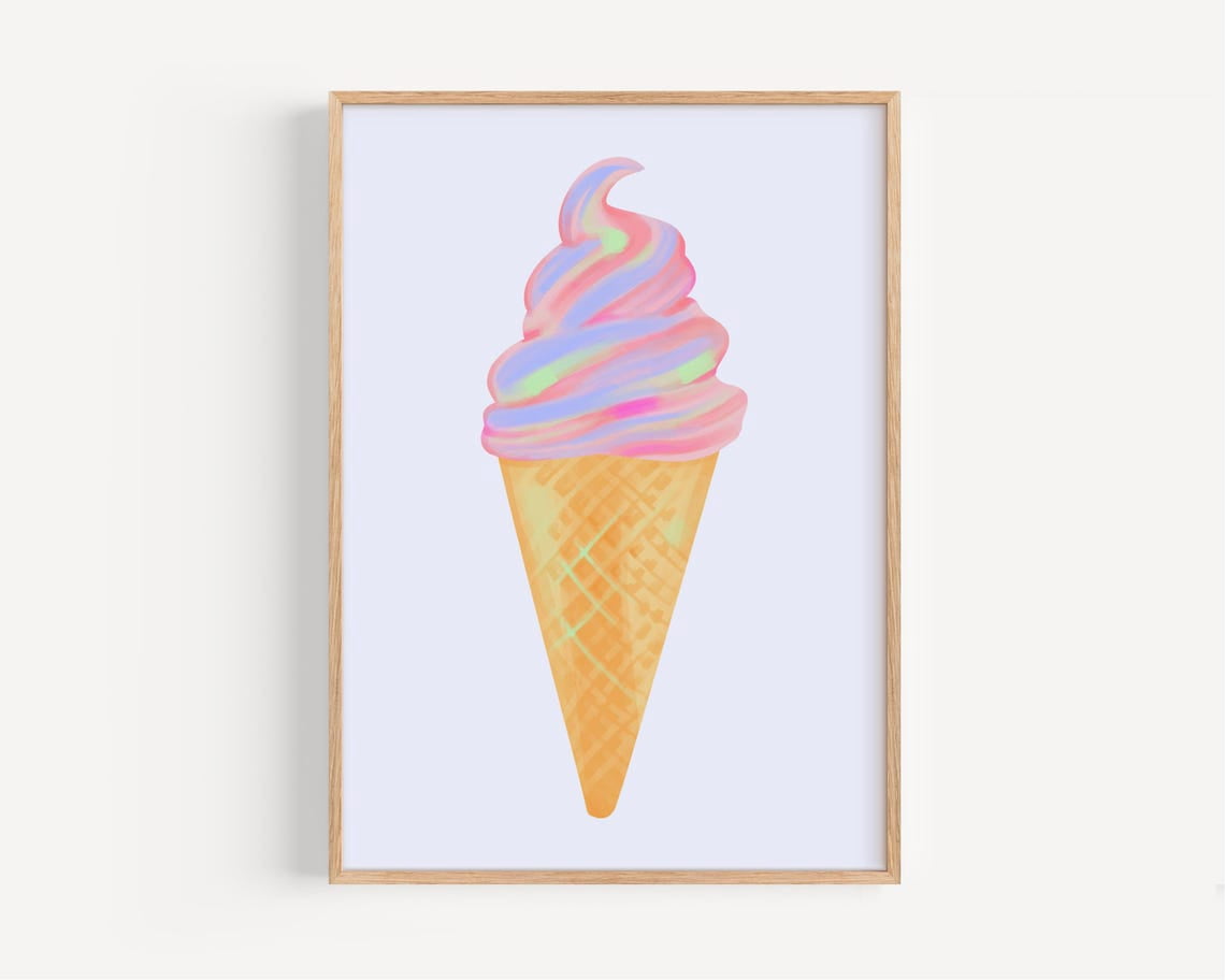 SEPT Preppy Ice Cream Wall Art Girl Room Decor, Pink Decor Girly ...