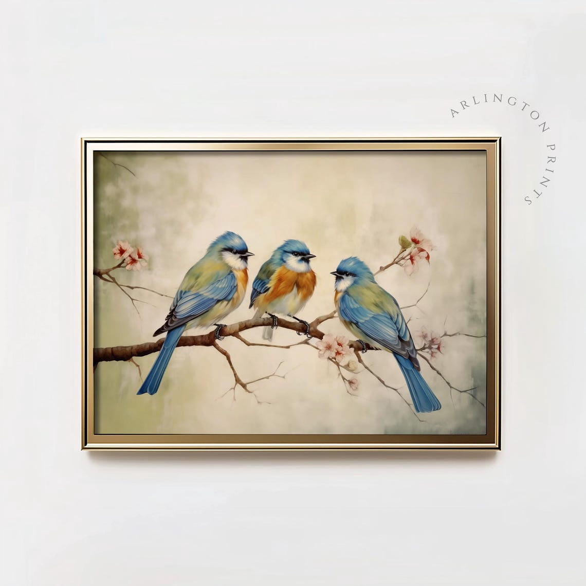 SEPT Pretty Vintage Blue Bird Art, Colorful Rustic Garden Birds ...