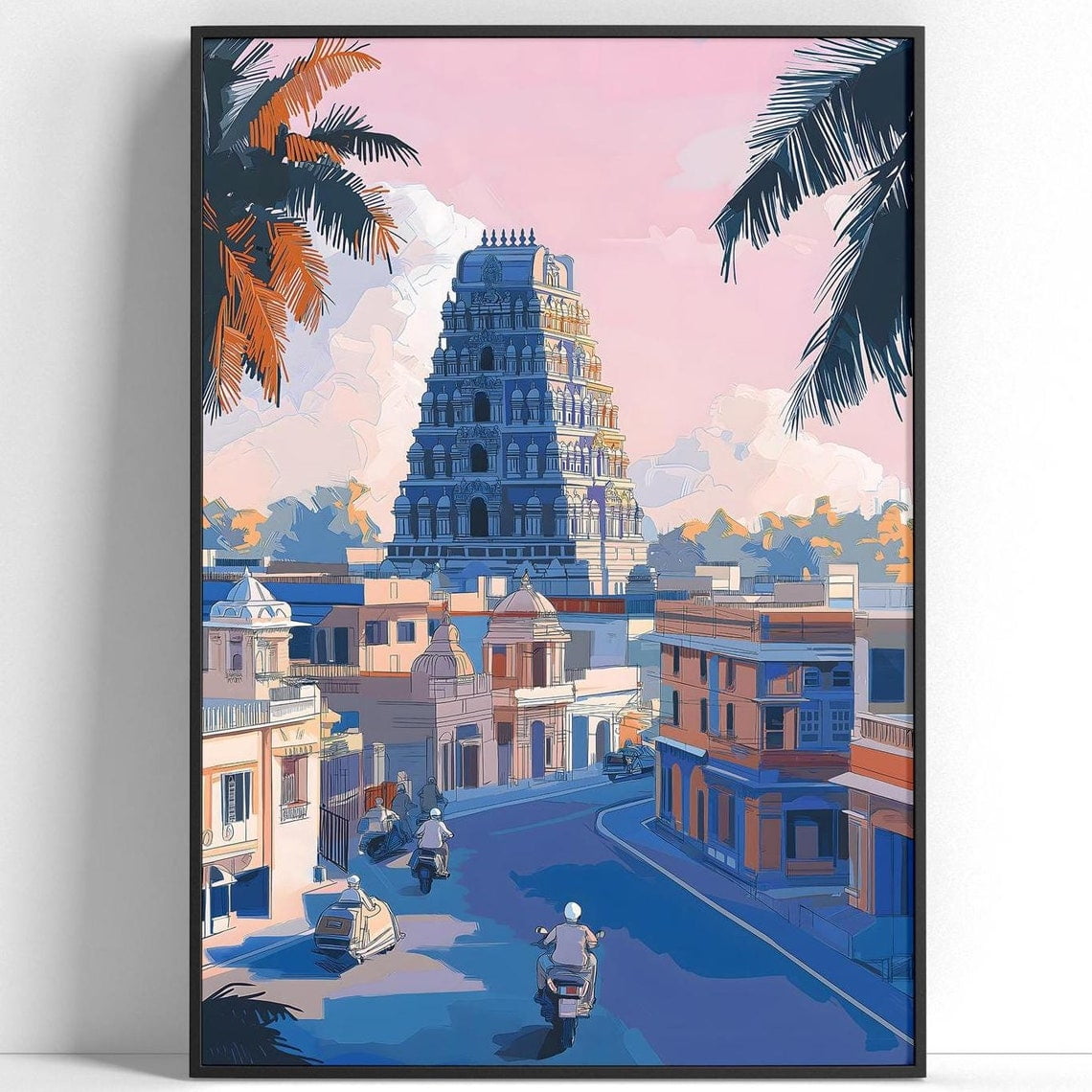 SEPT Printable Blue South Indian Temple, Devsthanam Kovil Wall Decor ...