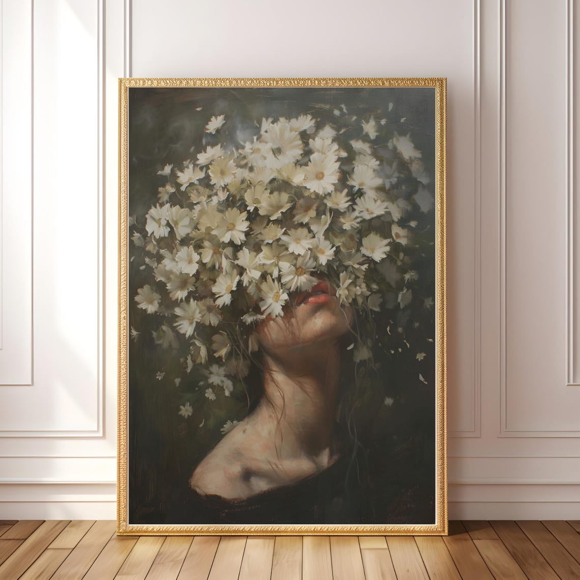 SEPT Printable Floral Face Woman Print Moody Wildflower Portrait ...