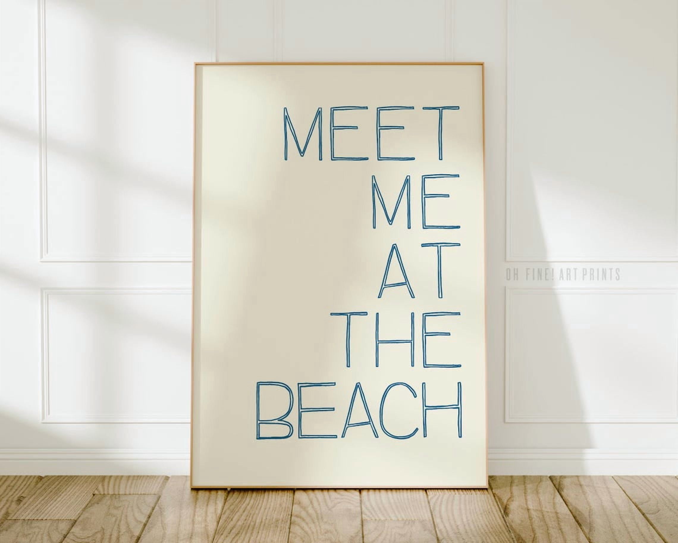 SEPT Printable Meet Me At The Beach Print, Blue Coastal Wall Art, Retro ...