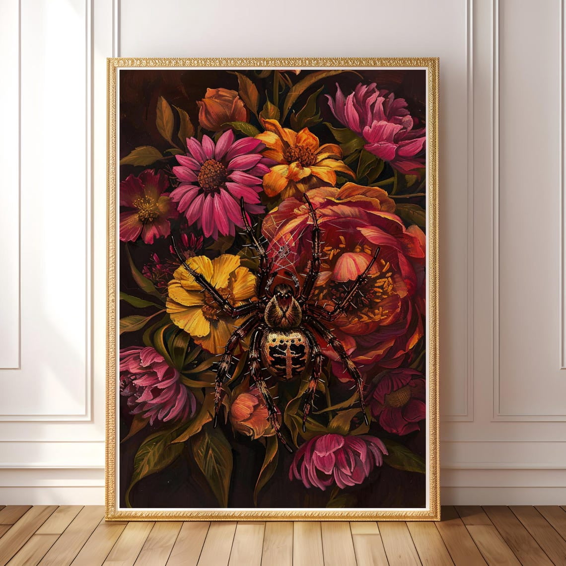 SEPT Printable Moody Floral Spider Print, Woodland Wall Art, Dark ...