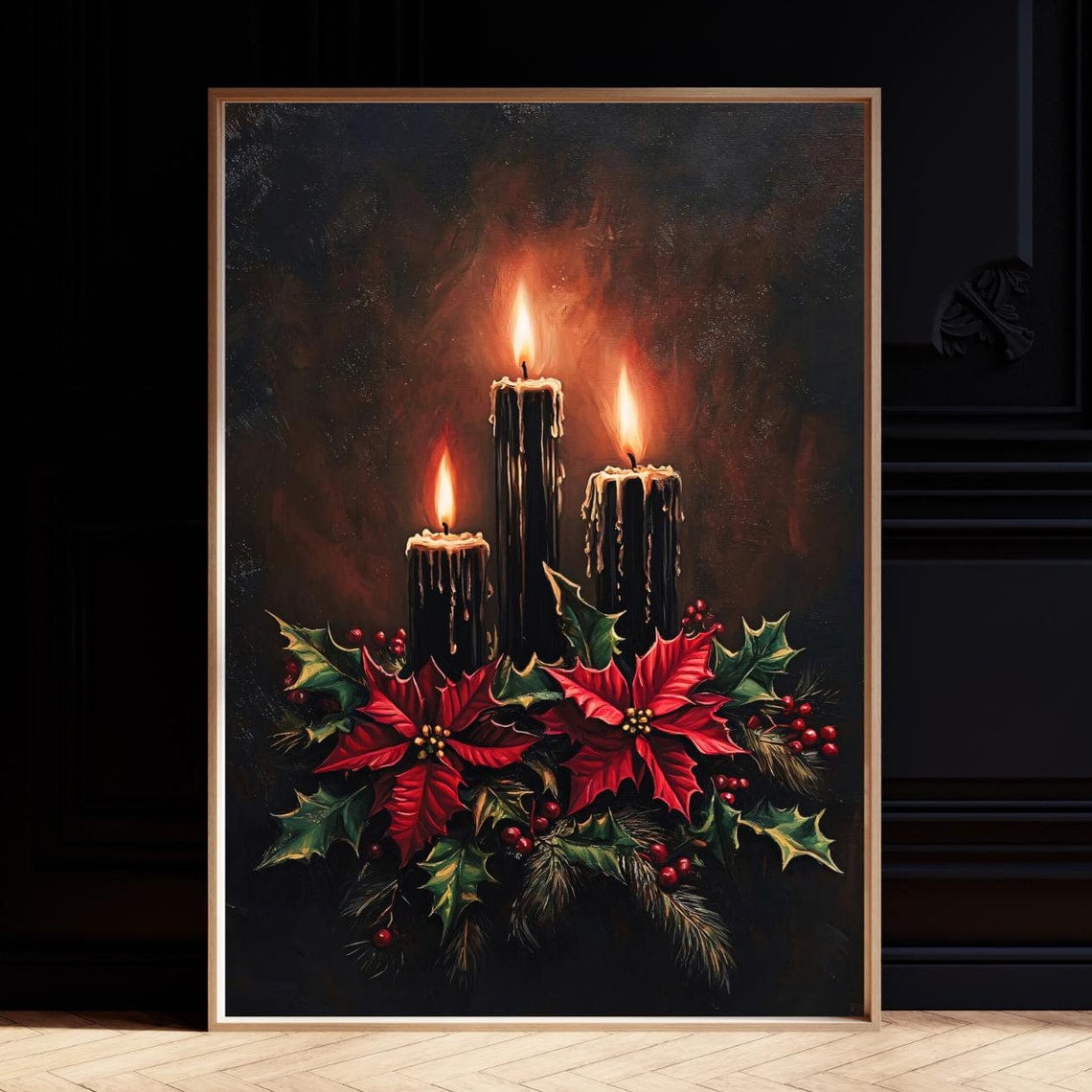 SEPT Printable Moody Painting, Farmhouse Wall Art, Black Candle, Winter ...