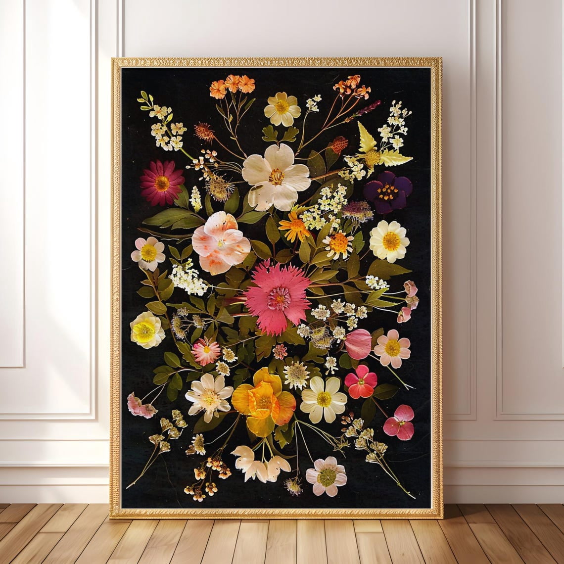 SEPT Printable Moody Pressed Flower Art, Vintage Herbarium, Dark Boho ...