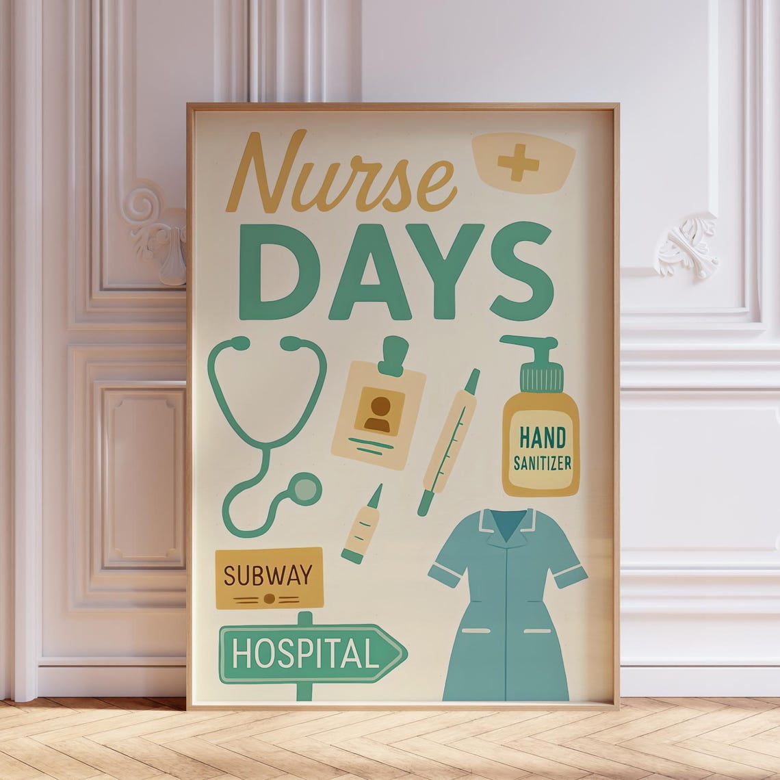 SEPT Printable Nursing Student Posters, Dorm Art Wall For Nurses, Retro ...